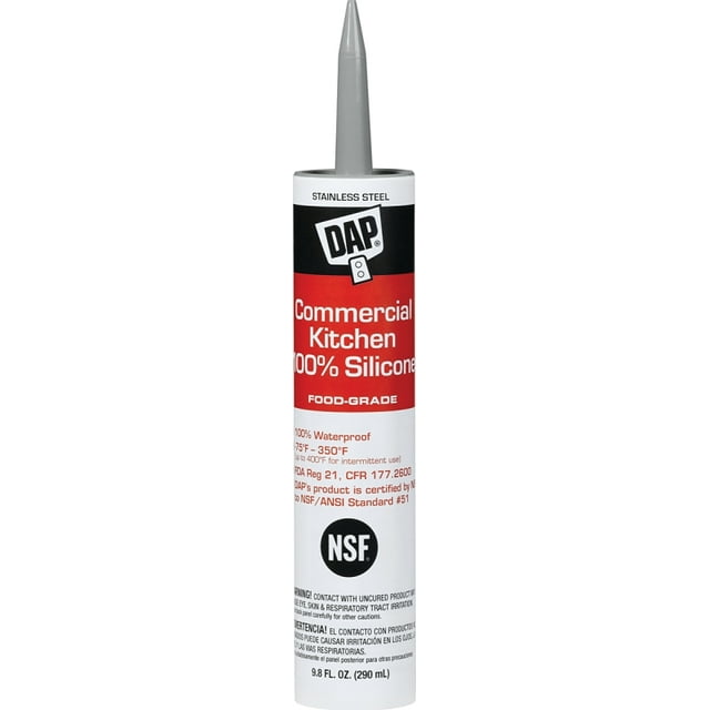 Dap 8660 Commercial Kitchen Silicone Sealant, 9.8 oz, Cartridge, Stainless Steel, Paste ...