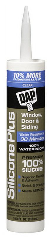 Dap Silicone Plus 10.1 OZ Clear Premium Silicone Rubber Window & Do ...