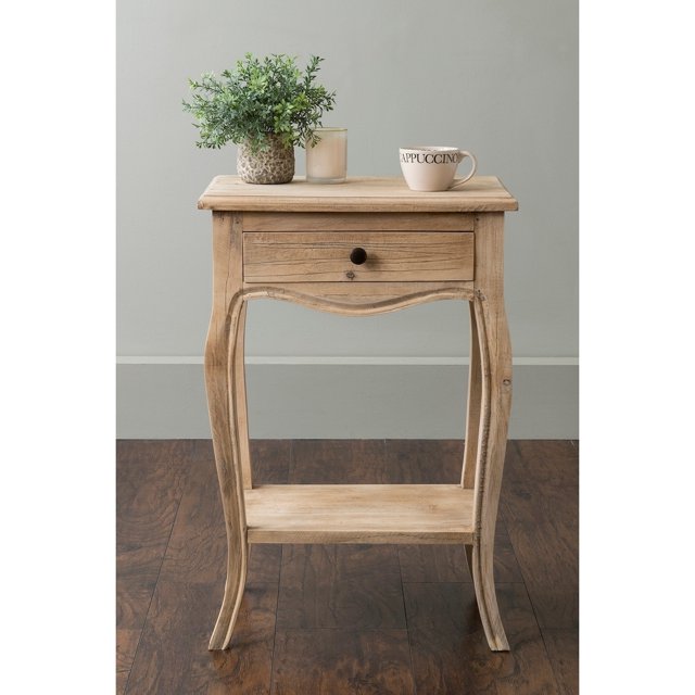 Daphne Natural Brown Solid Wood 1-Drawer Nightstand by East at Main, End Table 25.5" Tall ...
