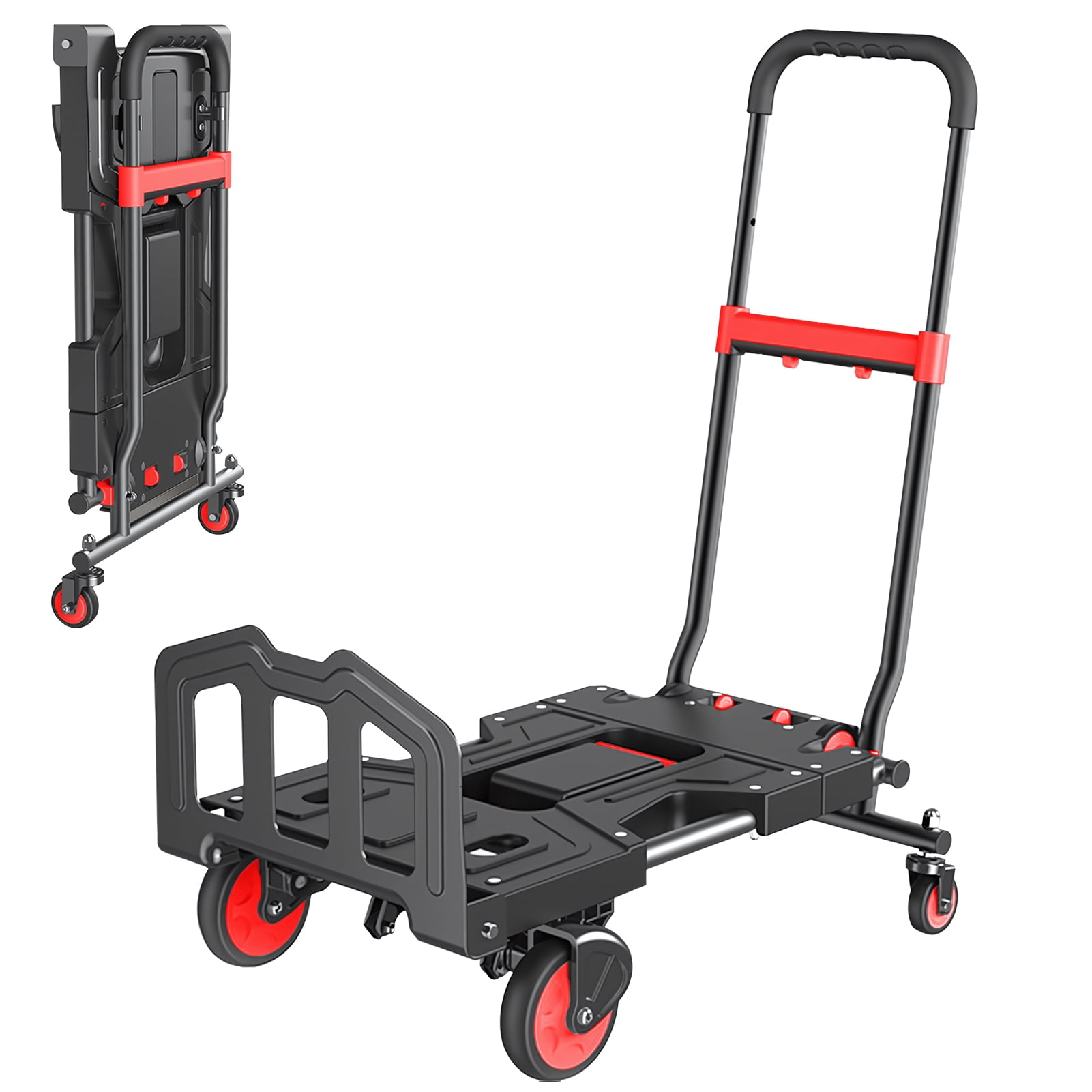 Dapmiu 150kg Heavy Duty Folding Hand Truck | 4-Wheel Platform Cart with ...