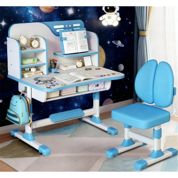 Dapmiu 300KG Heavy-Duty Kids Study Desk Chair Set, Astronaut Theme with ...