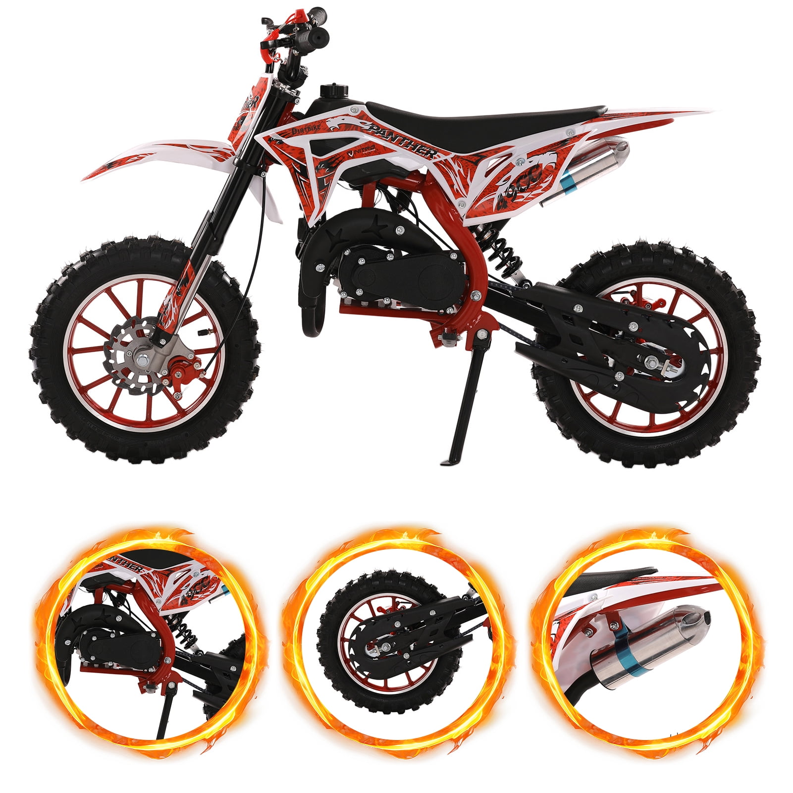 Dapmiu 49CC 2-Stroke Safety Dirt Bike - 1.25KW Power & Rubber Chain Guard, Reinforced Foot Pegs ...