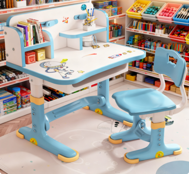 Dapmiu Kids Cartoon Desk Chair Set with Drawer, Height Adjustable ...