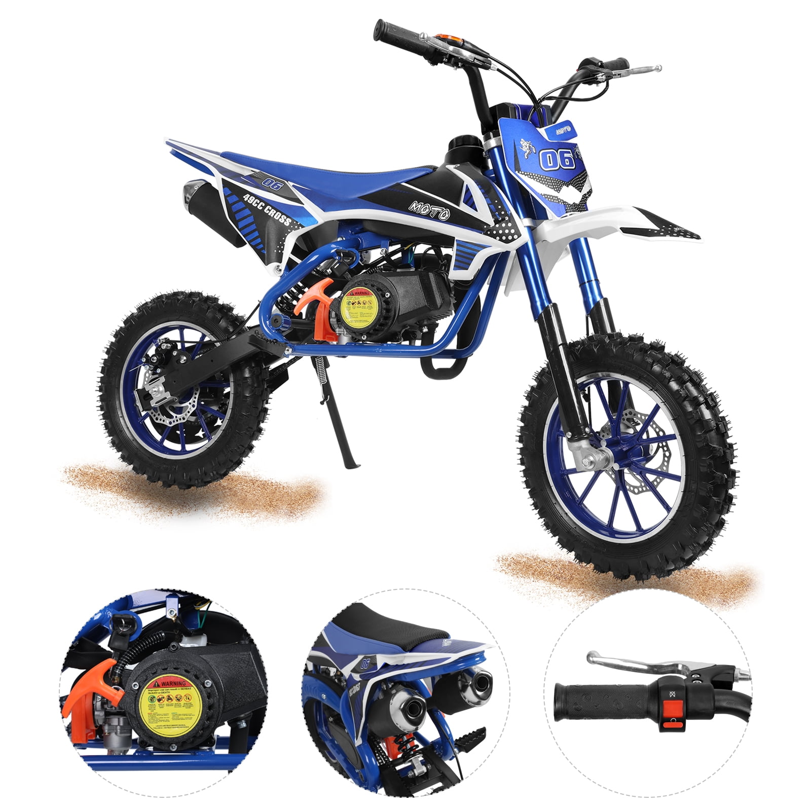 Dapmiu Mini Motocross Bike 49CC - 10" Inflatable Tires, Improved ...