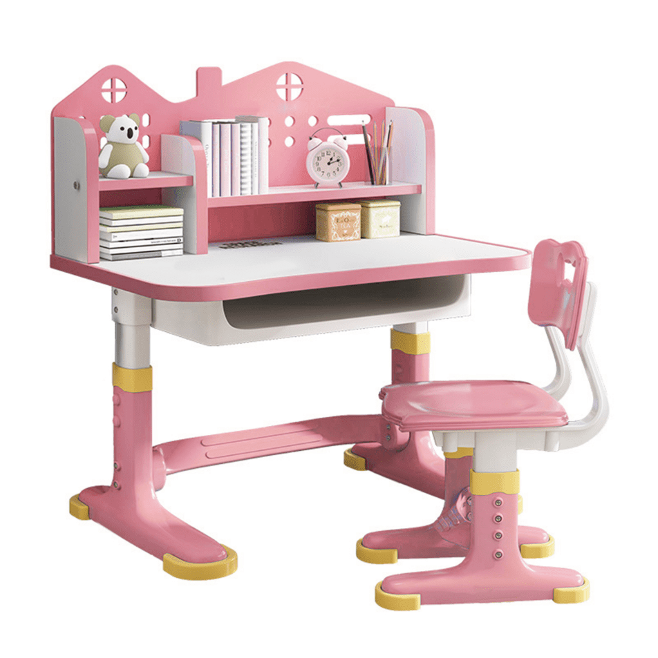 Dapmiu Multifunctional Kids Desk and Chair, Adjustable Height, Golden ...