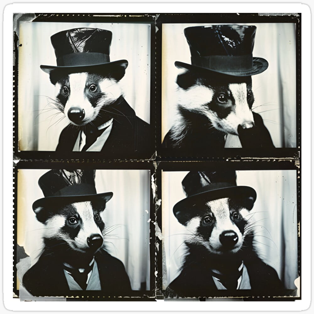Dapper Badger In Top Hat Whimsical Vintage Animal Portrait Stickerphone ...
