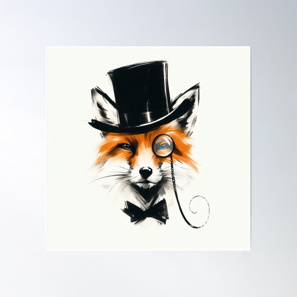 Dapper Fox In Tophat And Monocle Poster Wall Art, Modern Wall Decor For ...