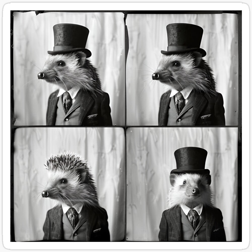 Dapper Hedgehog Gentleman Vintage Animal Portrait Stickerphone Decal ...