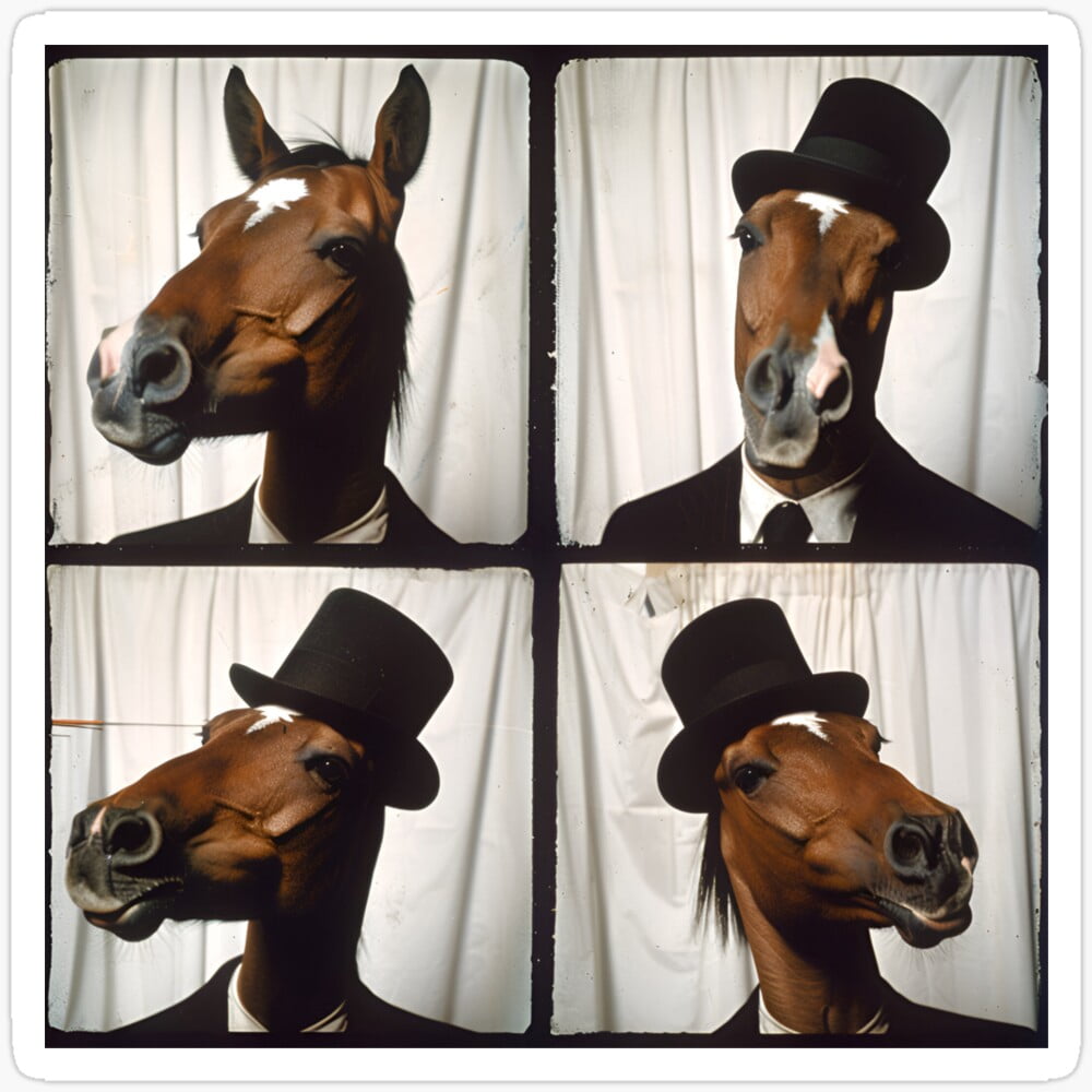 Dapper Horse In Top Hat Quirky Vintage Animal Portrait Stickerphone ...