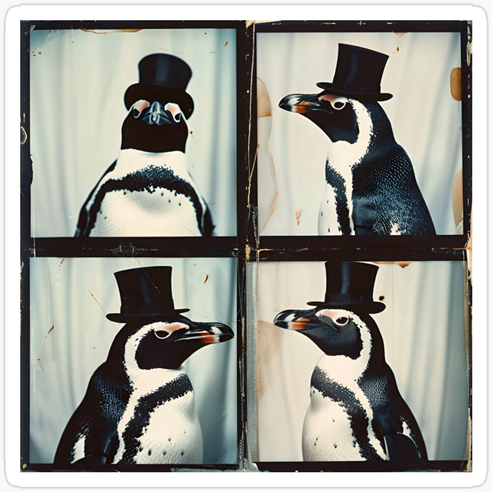 Dapper Penguin Photobooth Victorian Animal Portrait Stickerphone Decal ...