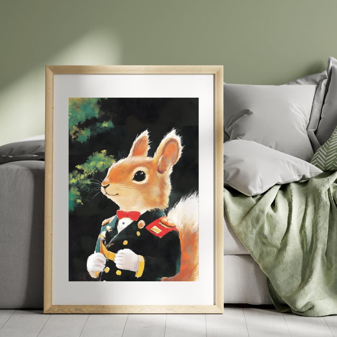 Dapper Squirrel In Military Attire, Whimsical Squirrel Portrait ...