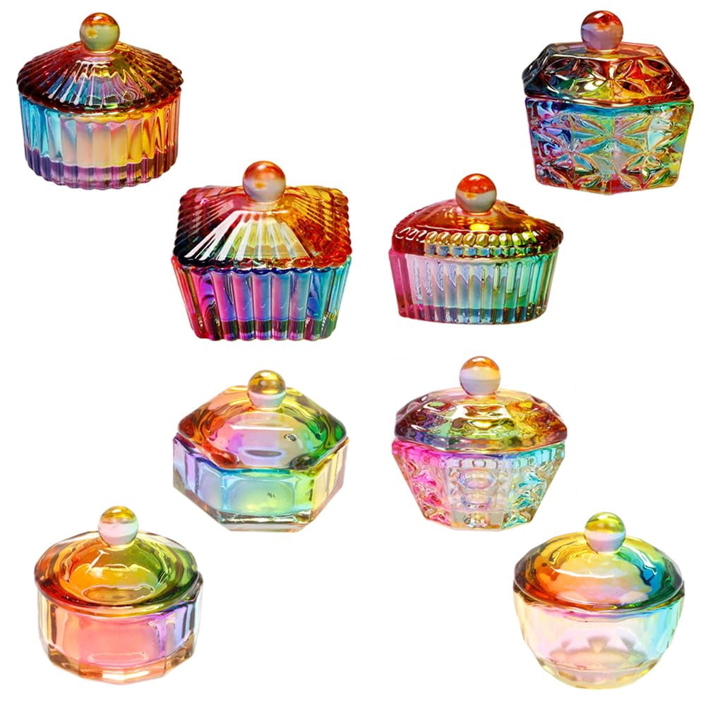 Dapping Dish for Nails, KEF16 8pcs Colorful Crystal Dappen Dish with ...