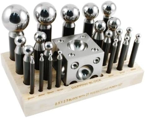 Dapping Set Punches & Block Steel Forming 21pc Large Size 43mm-3mm ...
