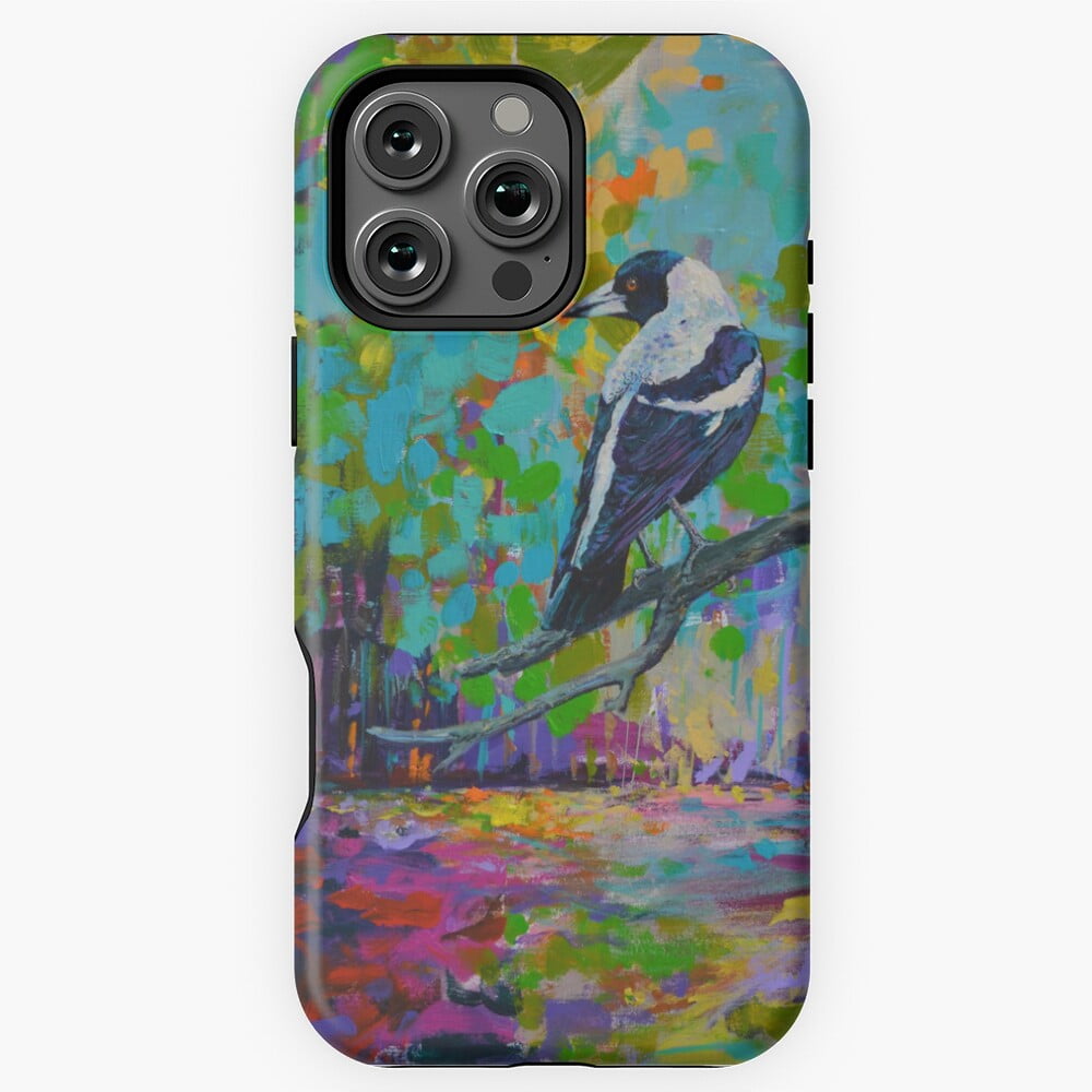 Dapple Australian Magpie Fun Illustration iPhone Case 17 to 11 Pro Max ...