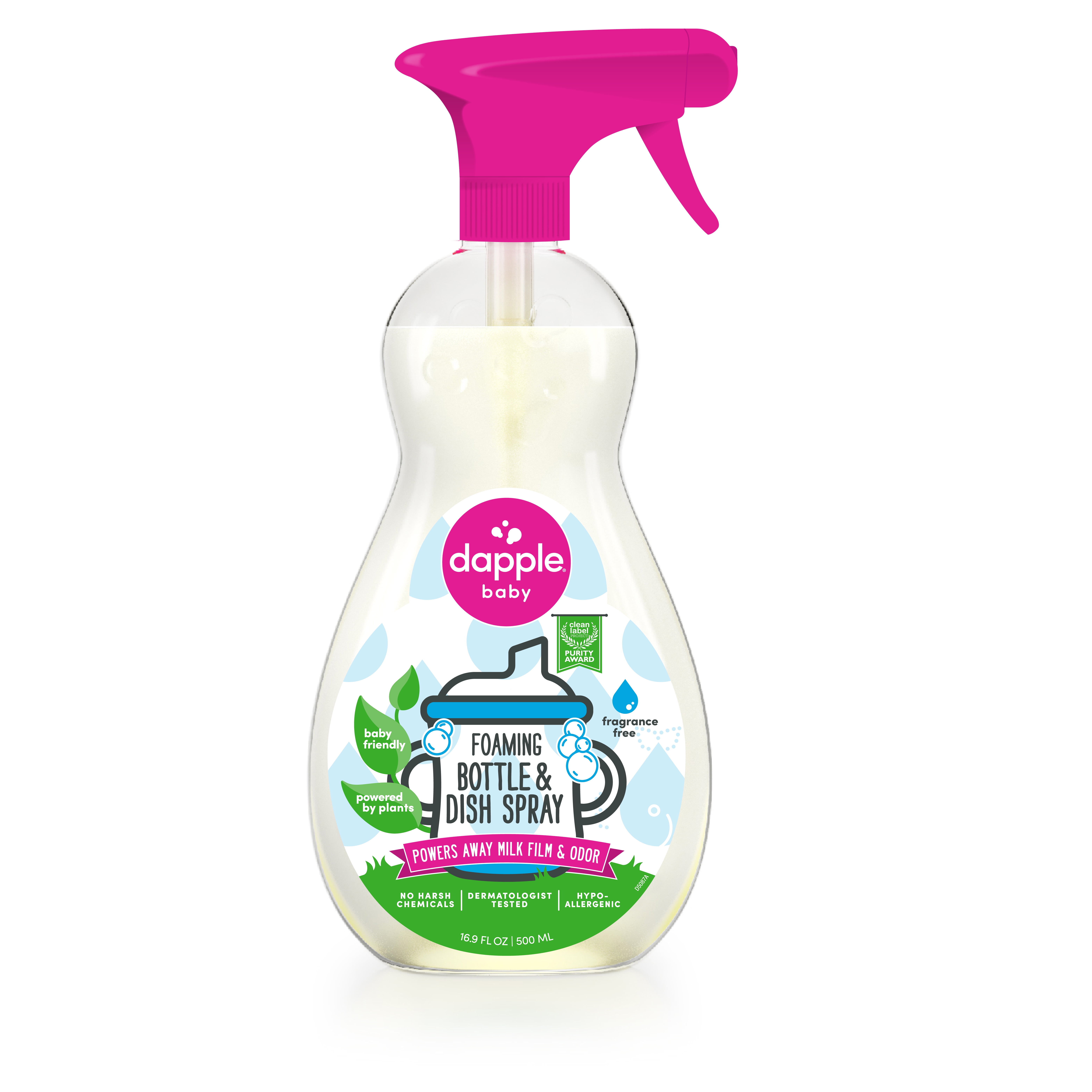 Dapple Baby Foaming Bottle and Dish Spray, Fragrance-Free, 16.9 fl oz ...
