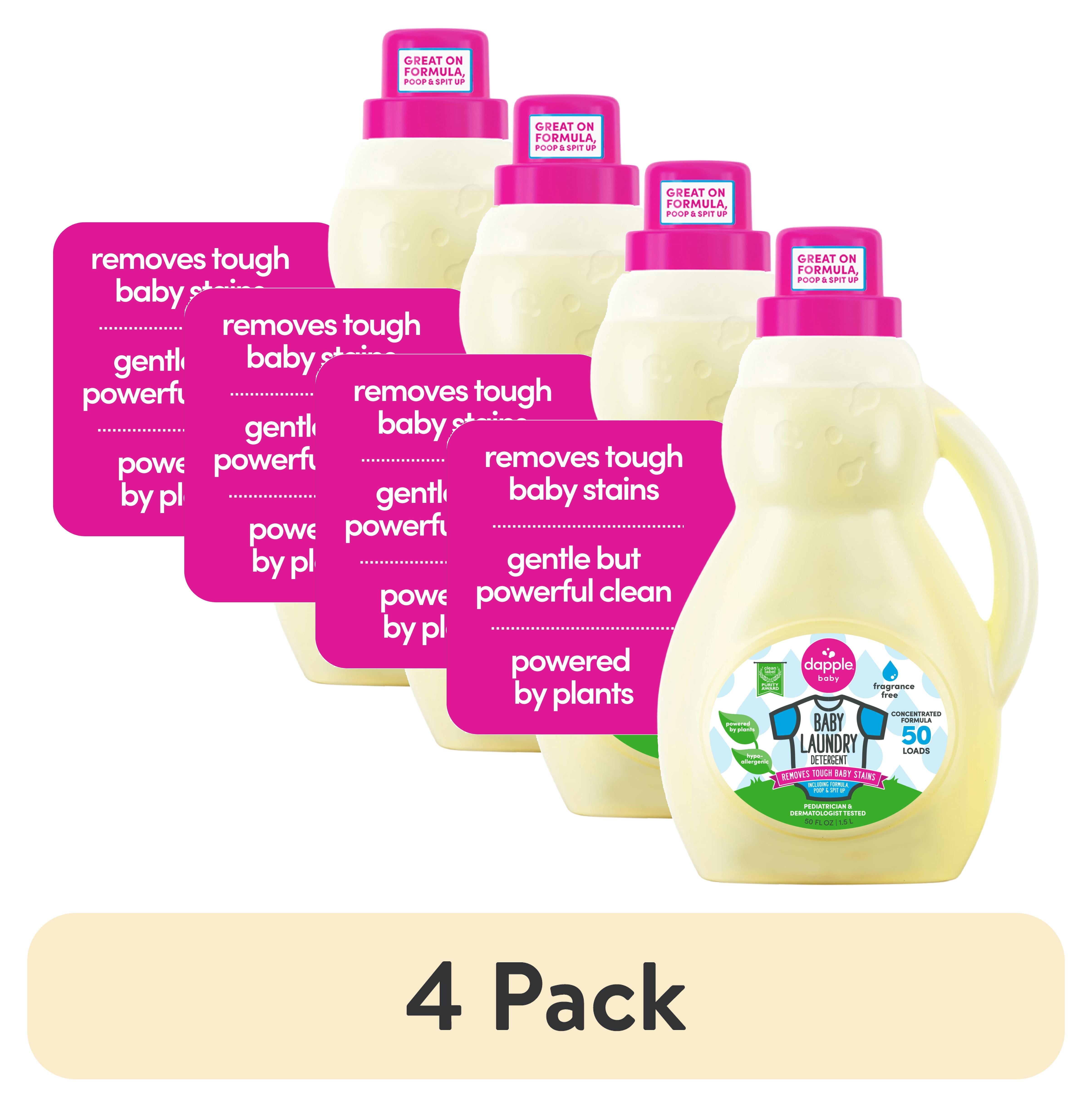 (4 pack) Dapple Baby Laundry Detergent, Fragrance-Free, 50 fl oz Bottle ...