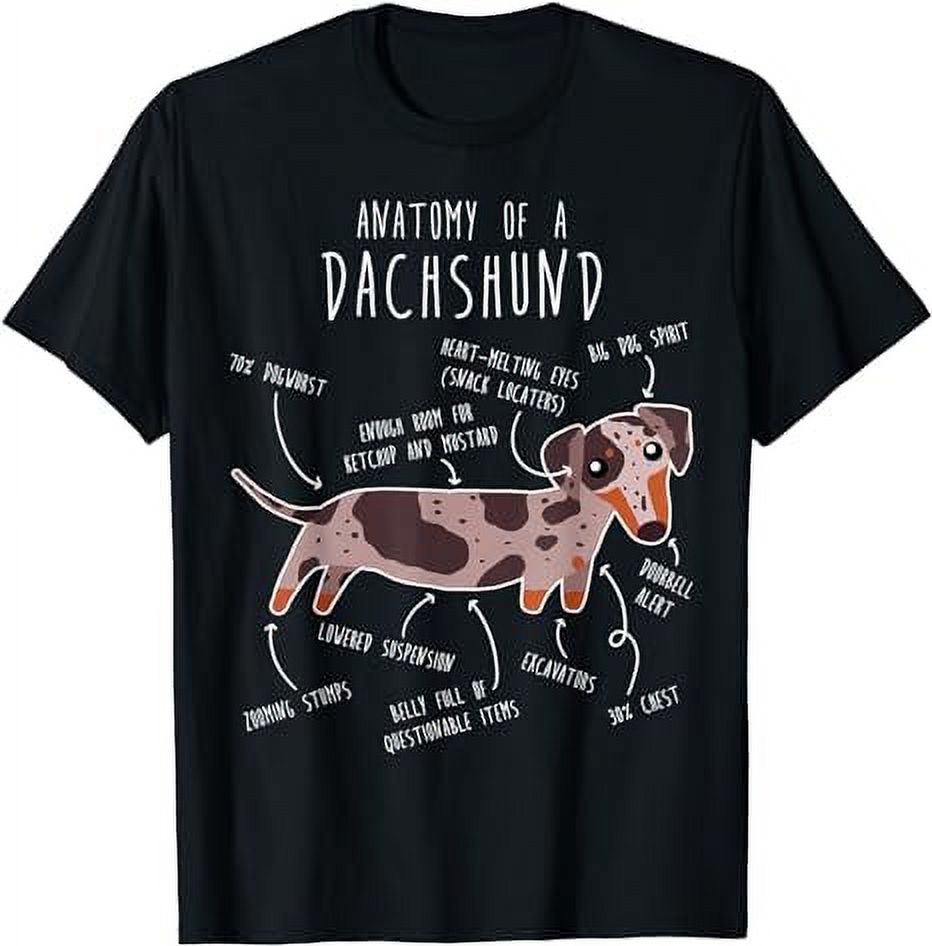 Dapple Dachshund Dog Anatomy, Cute Red Merle Funny Pet Mom T-Shirt ...