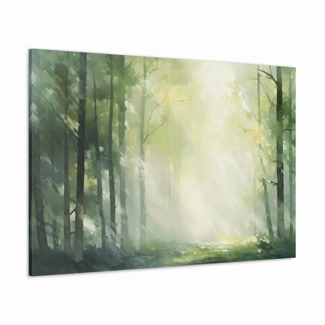 Dappled Woods Watercolor Style Forest Painting Wall Art Home Decor ...