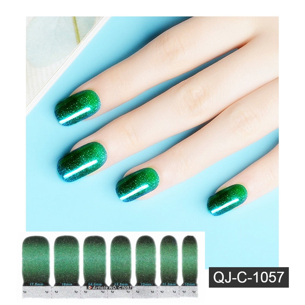 Daqian 2pc Wraps Decals Beauty Glitter Powder Nail Stickers Gradients ...