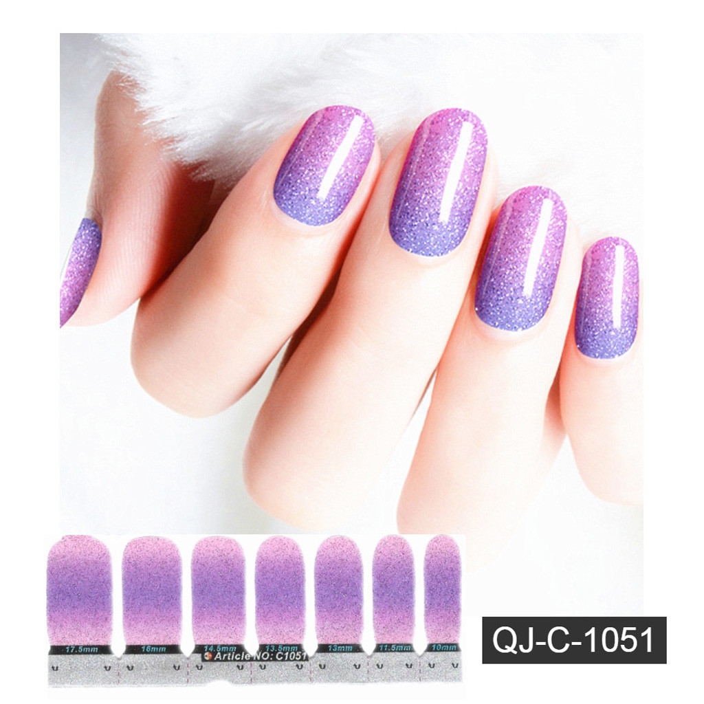 Daqian 2pc Wraps Decals Beauty Glitter Powder Nail Stickers Gradients ...