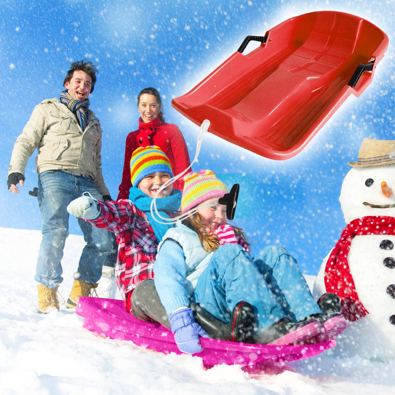 Daqian Heavy Duty Snow Sledge Plastic Sled for Kids Adults Ideal for ...