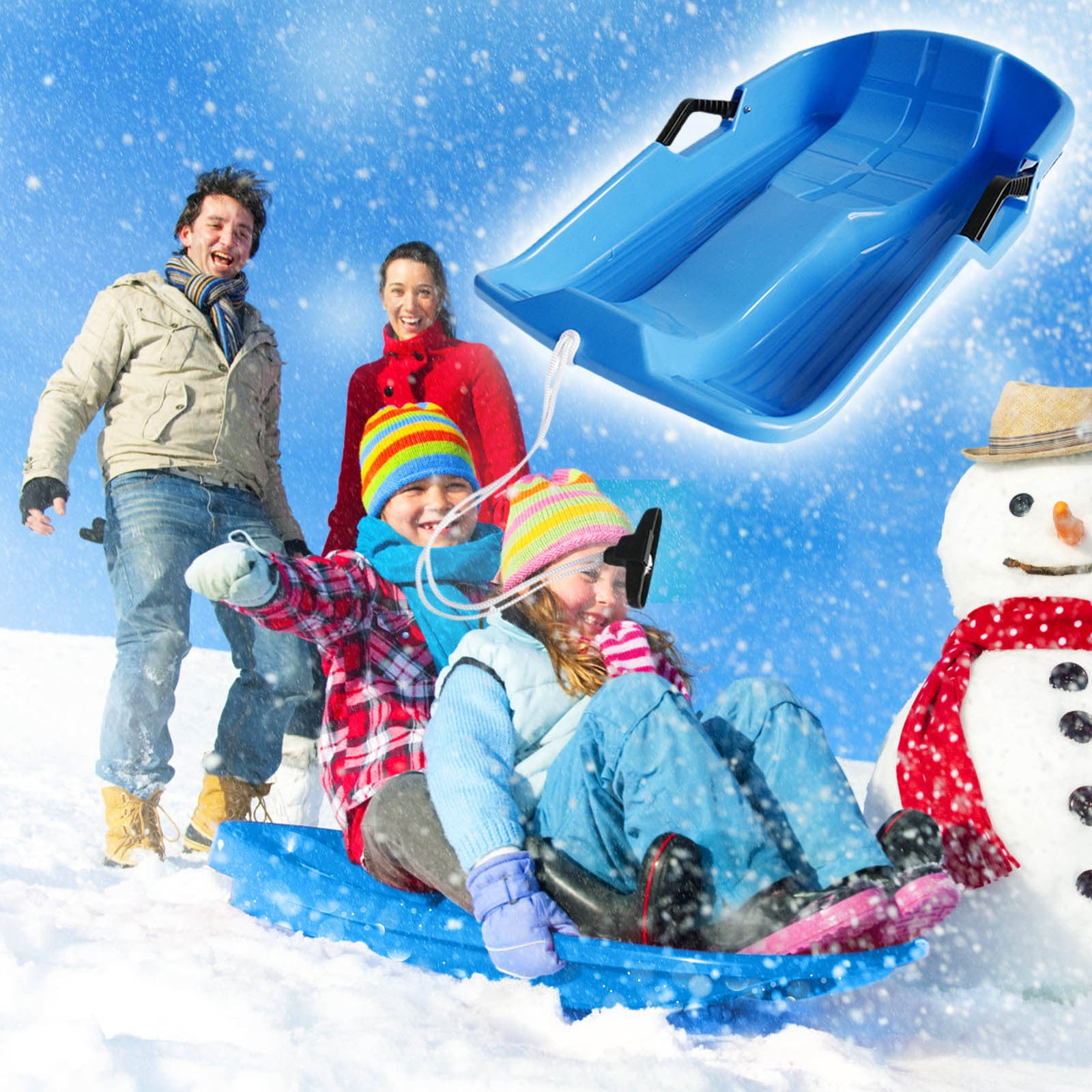 Daqian Heavy Duty Snow Sledge Plastic Sled for Kids Adults Ideal for ...