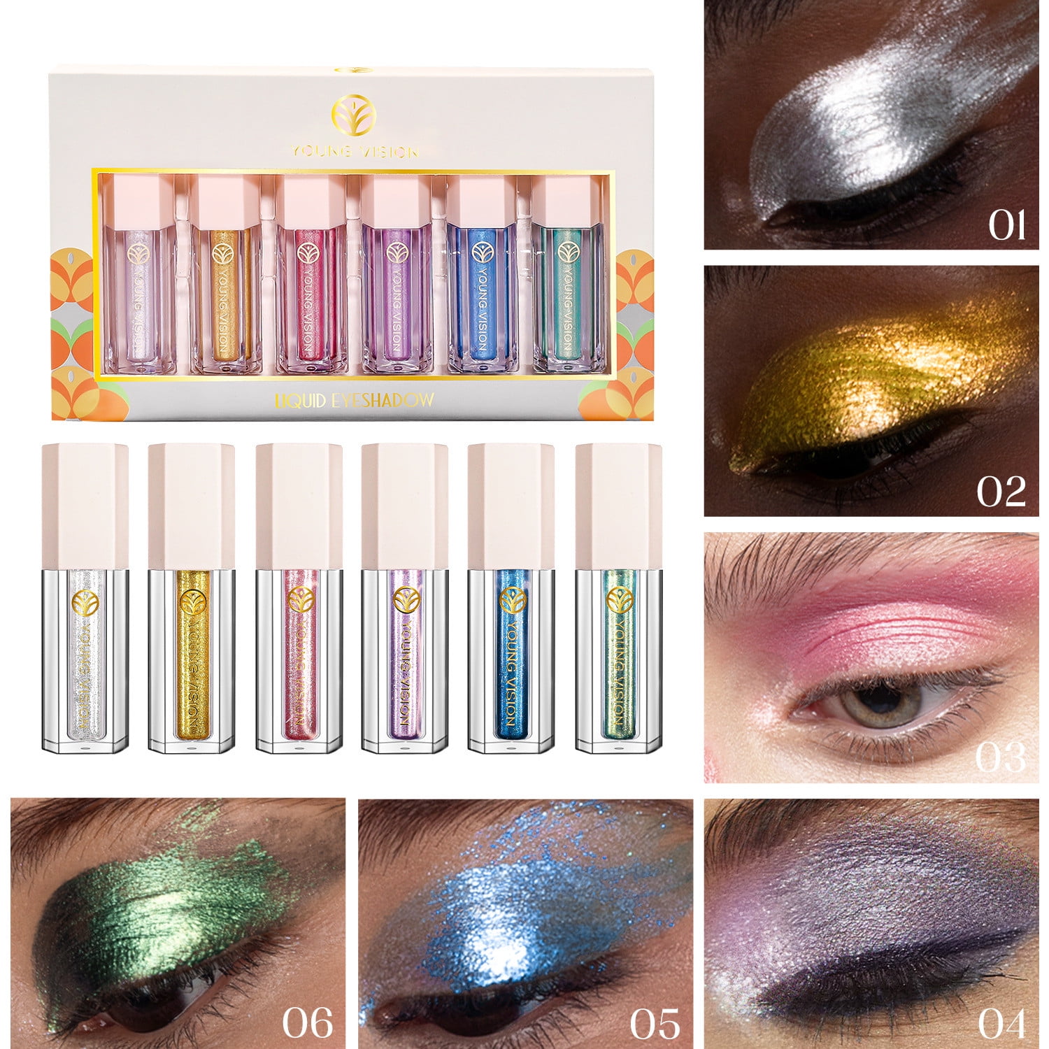 Daqian Liquid Eyeshadow , Green Glitter Eyeshadow Color Shifting ...