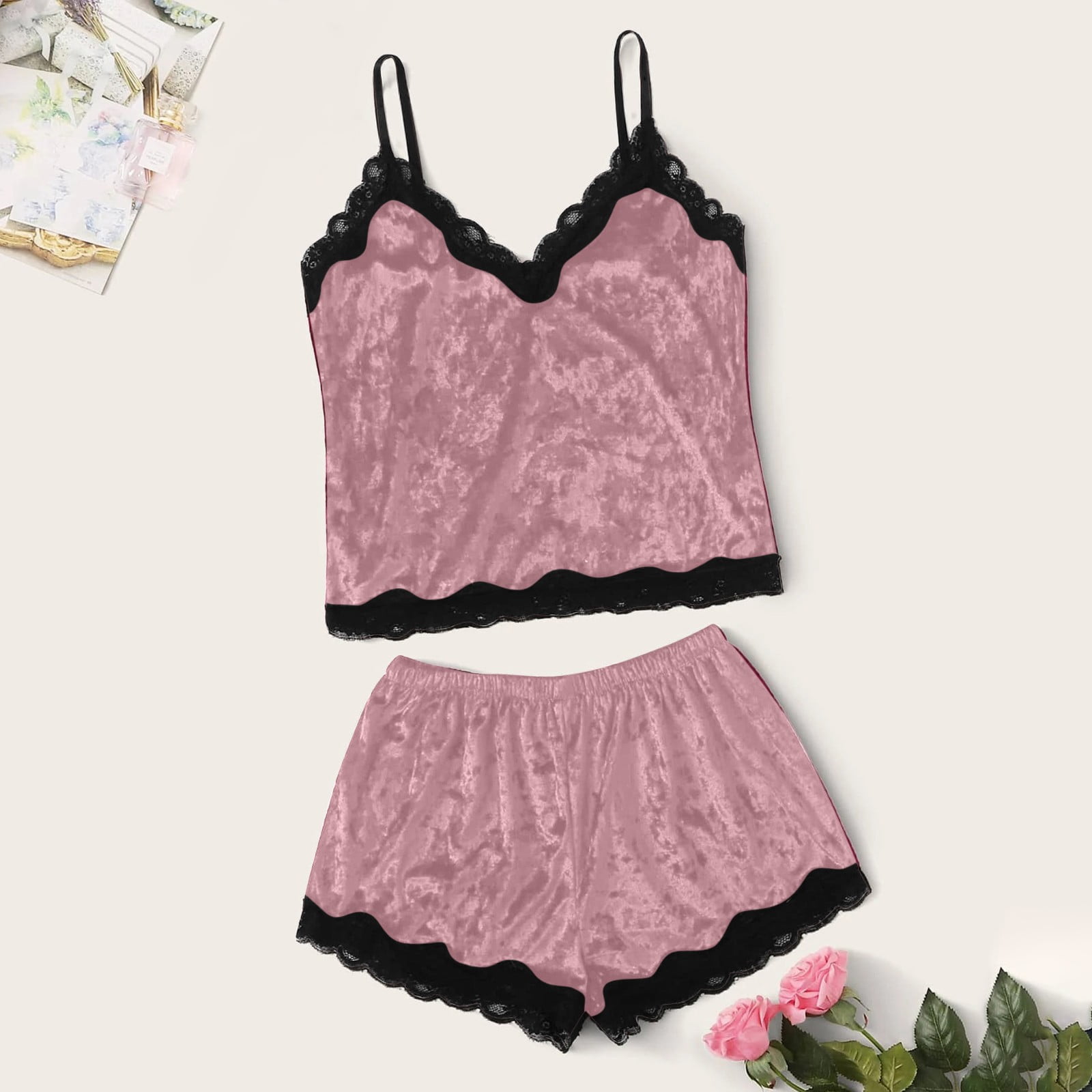 Daqian Plus Size Womens Pajamas Suede Lingerie Underwear Sleepwear ...
