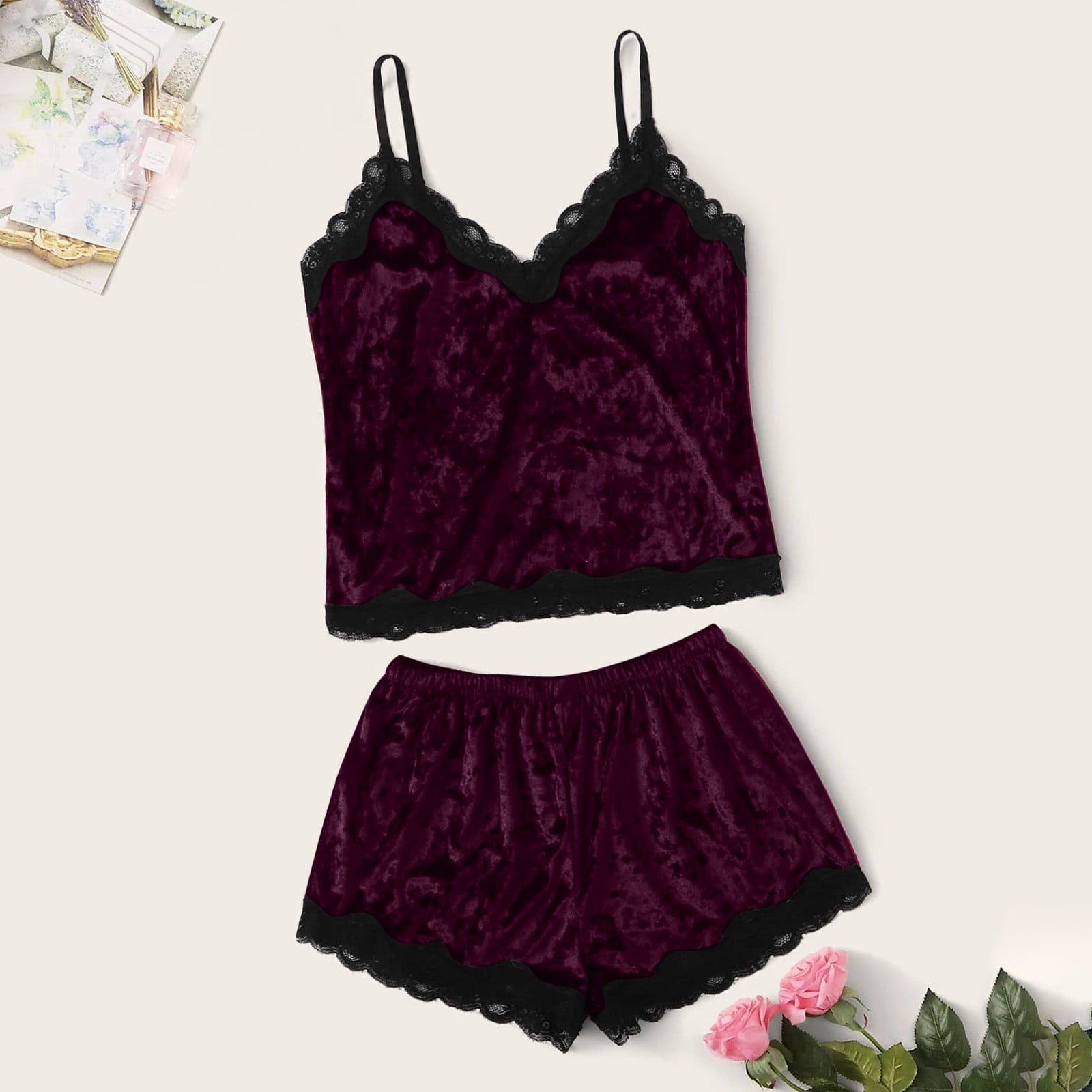 Daqian Plus Size Womens Pajamas Suede Lingerie Underwear Sleepwear ...