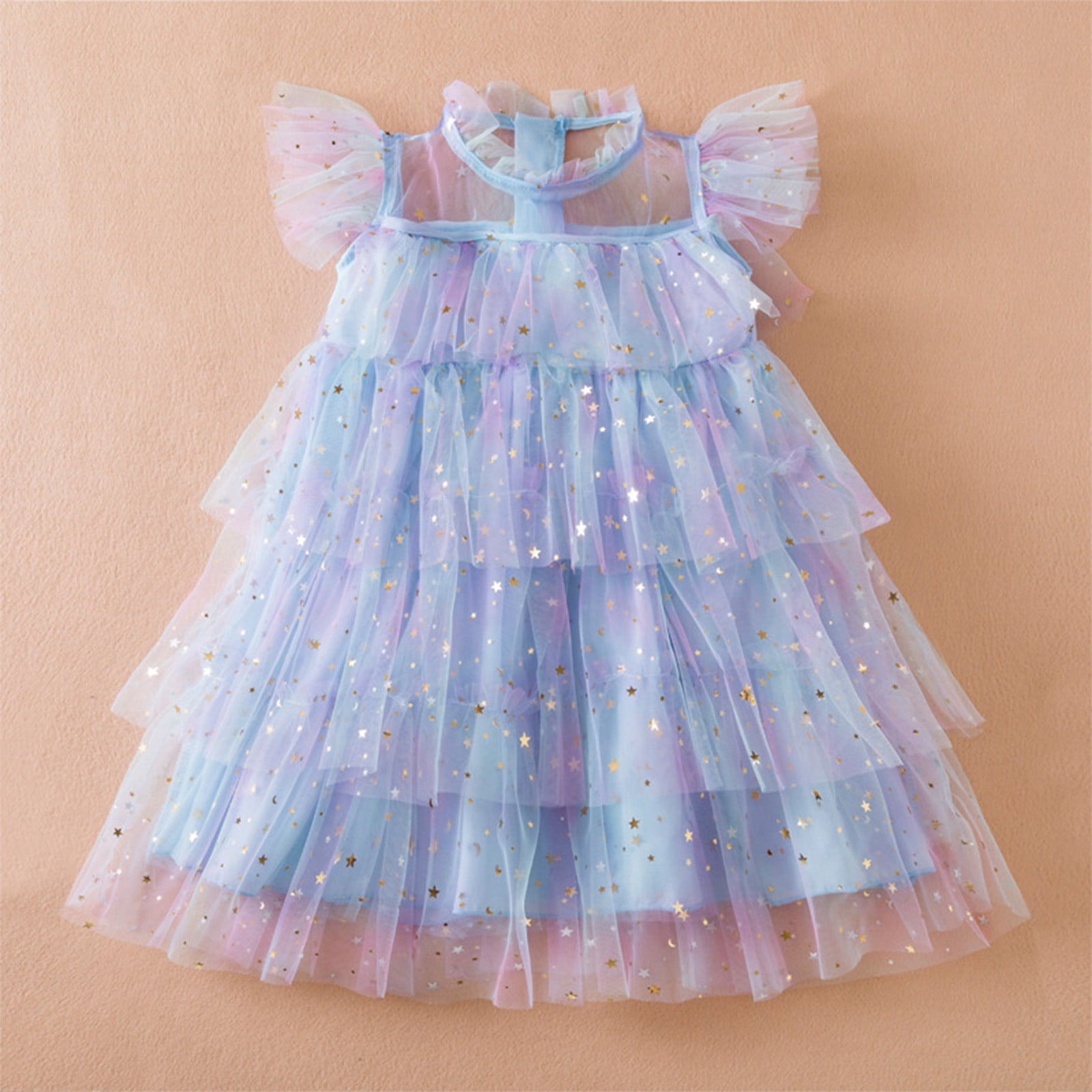Daqian Spring and Summer New Girls' Dress Star Sequin Mesh Princess ...