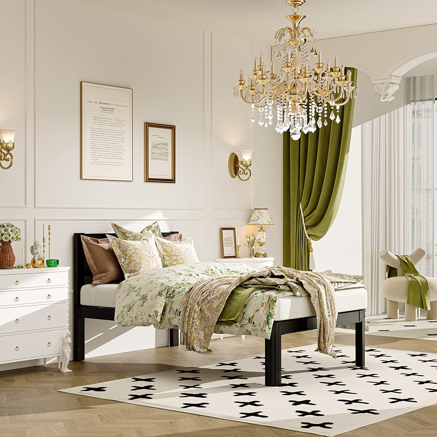 Daqutic California King Bed Frame with Headboard 18-Inch Metal Platform ...