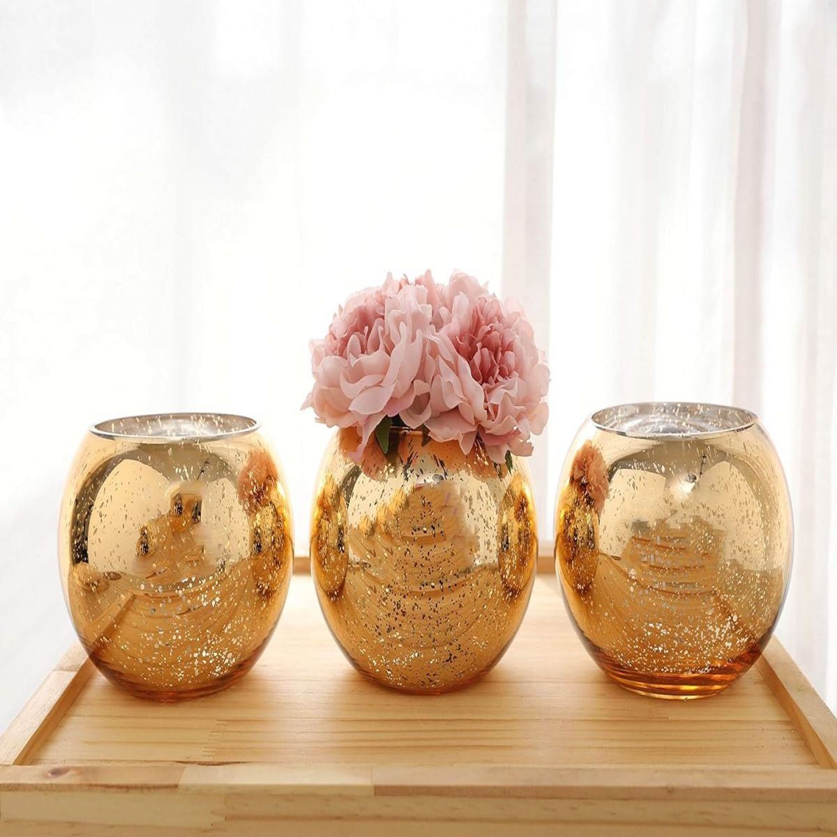 Daradara Set of 3 Vase,Round Golden Vase,Table Vase Party Vase Wedding ...