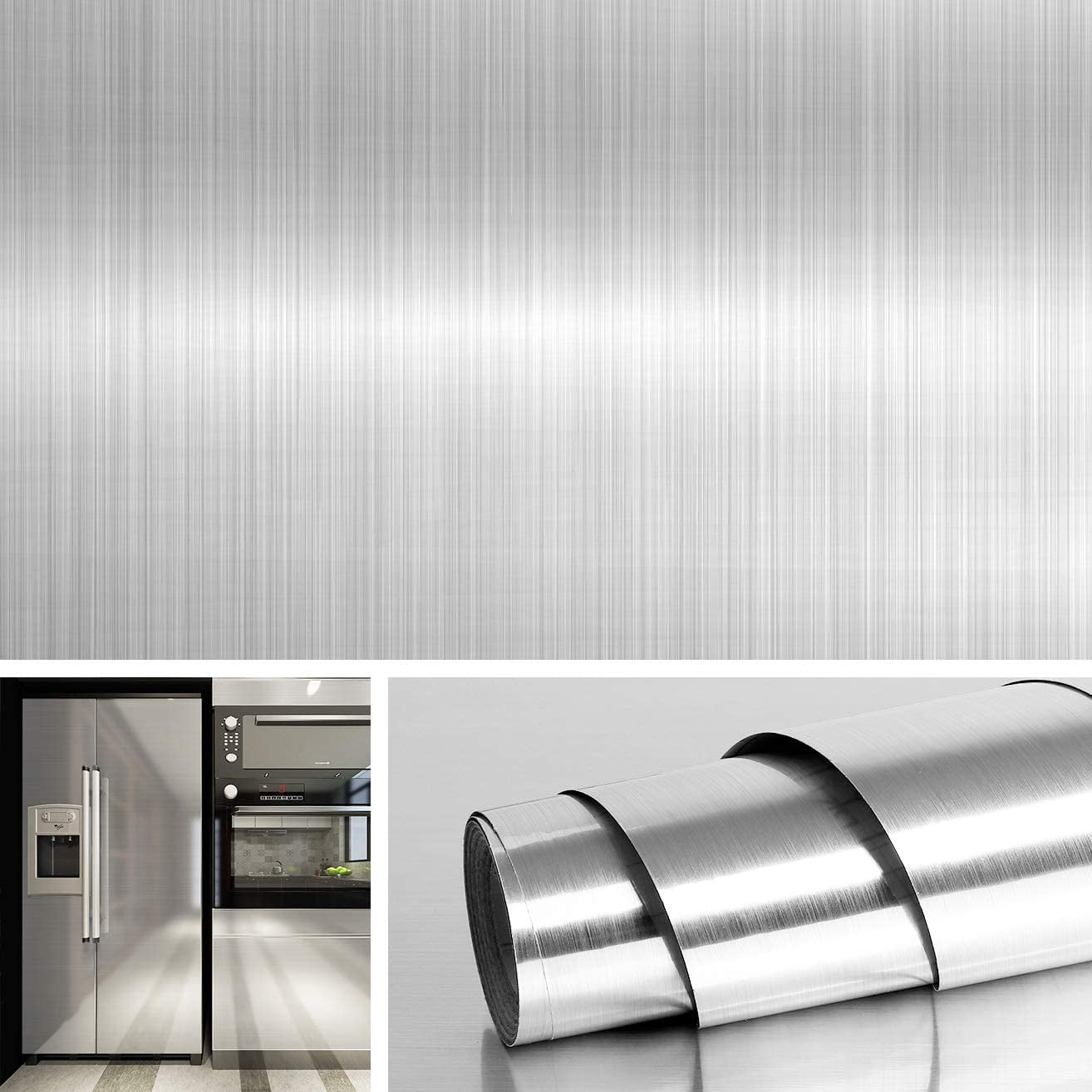 Daradara Silver Stainless Steel Contact Paper, 40CM2M, Peel and Stick ...