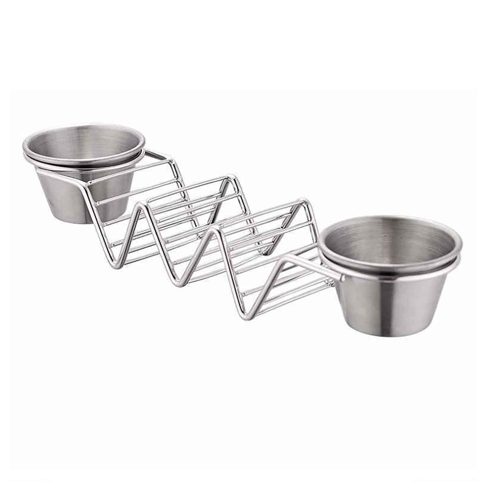 Daradara Taco Holder Stand with 2 Salsa Cup 3 Grid V Shaped Glossy Taco ...