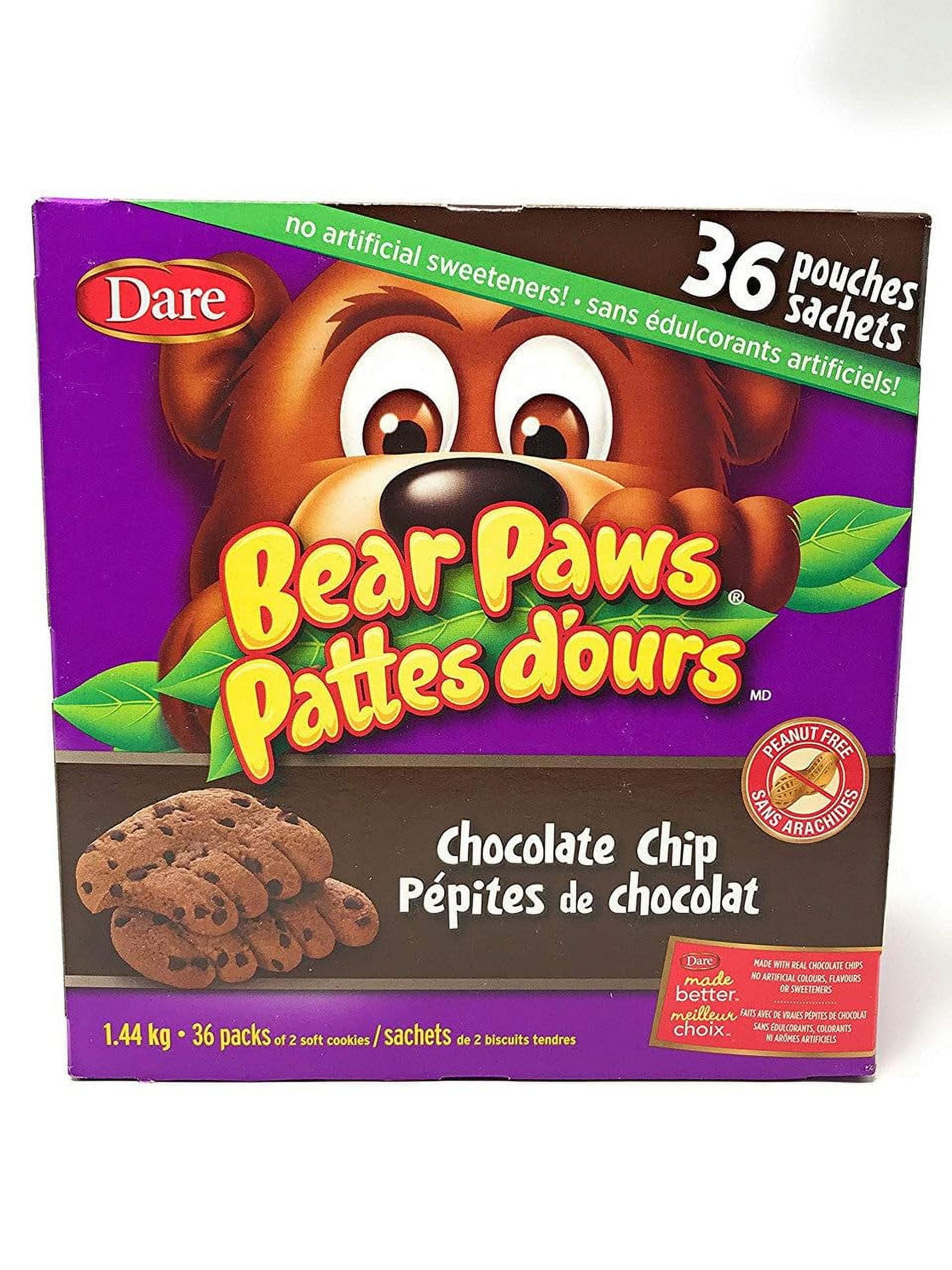 Dare Bear Paws Chocolate Chip Cookies, 36packs, H2FSD1.44kg/3.2lbs ...