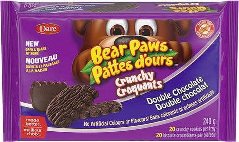 Dare Bear Paws Crunchy Double Chocolate Cookies, 240g/8.4 oz, 1 Box ...