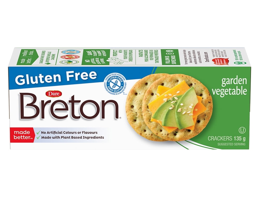 Dare Breton Gluten Free Garden Vegetable Crackers, 135g/4.7 oz. Box ...