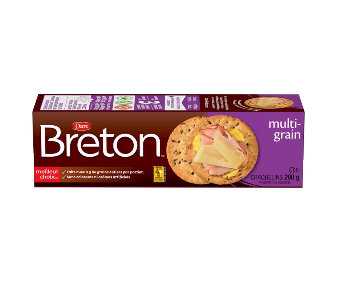 Breton Multigrain Crackers, 200g, Light Crispy Snack, Made with 15 ...