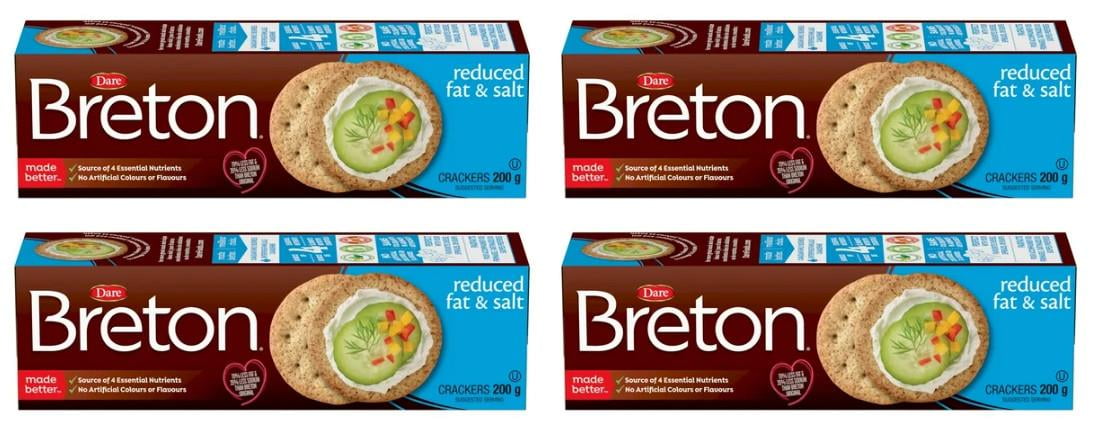 Dare Breton Reduced Salt and Fat Crackers, 200g (4 Pack) - Walmart.com