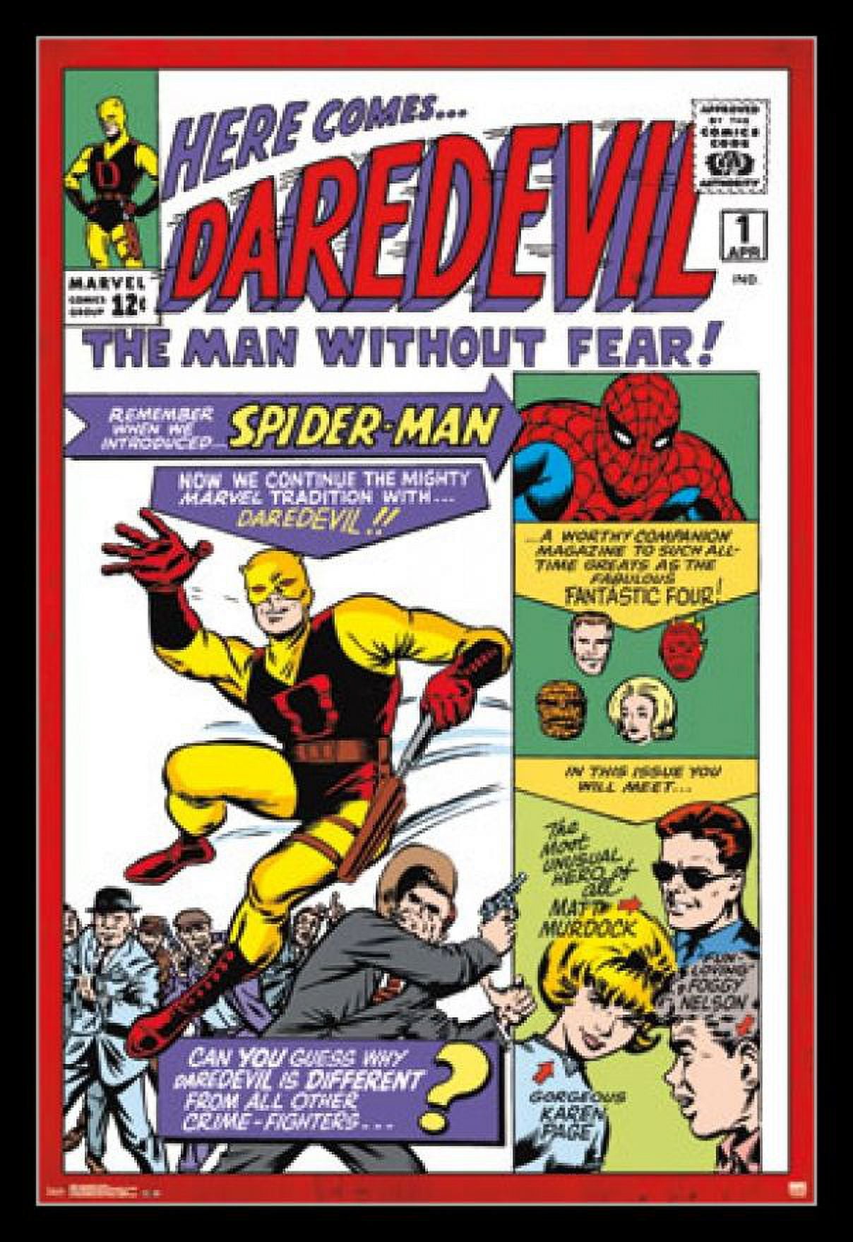 Daredevil Comic Book Cover #1 - Spiderman Laminated & Framed Poster ...