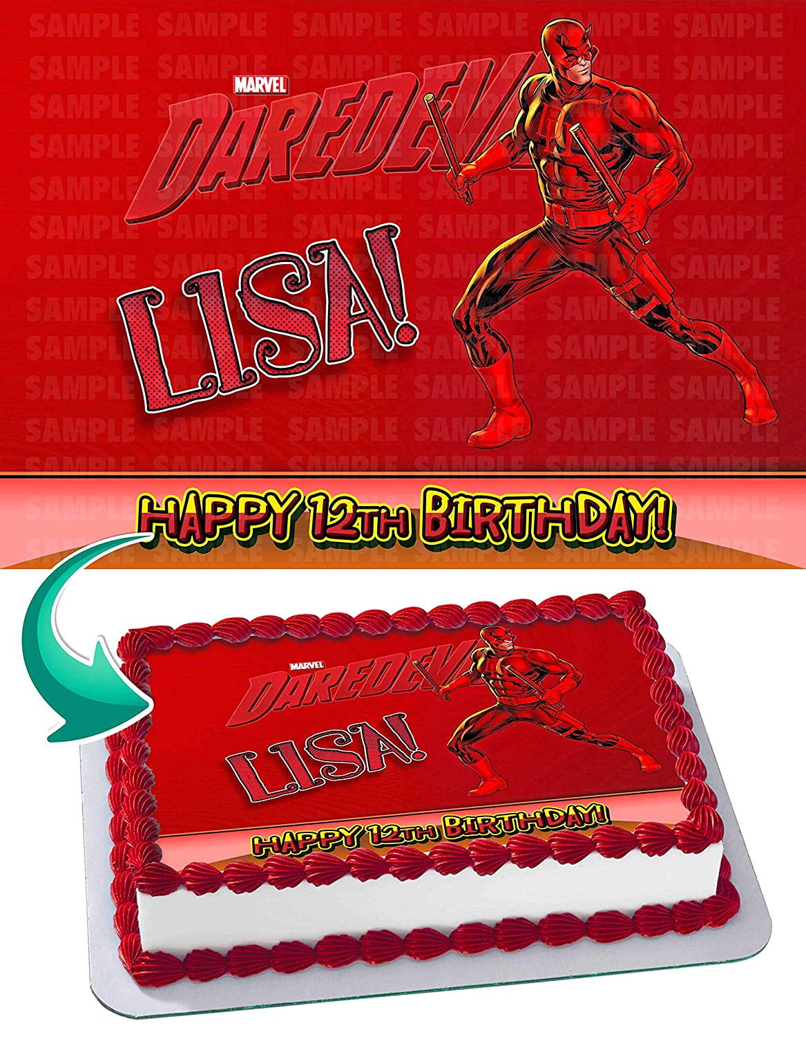 Daredevil - Edible Cake Topper - 11.7 x 17.5 Inches 1/2 Sheet ...