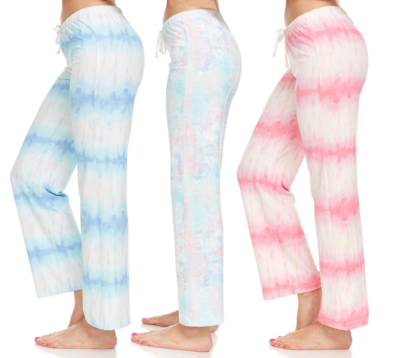 Daresay Women's Lightweight Knit Lounge Pants, Elastic Waist Pajama Bottoms, 3 Pack - Walmart.com