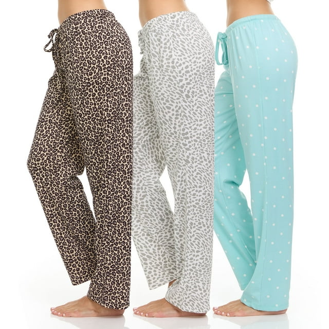 Daresay Women's Knit Lightweight Lounge Pants, Elastic Waist Pajama Bottoms, 3 Pack - Walmart.com