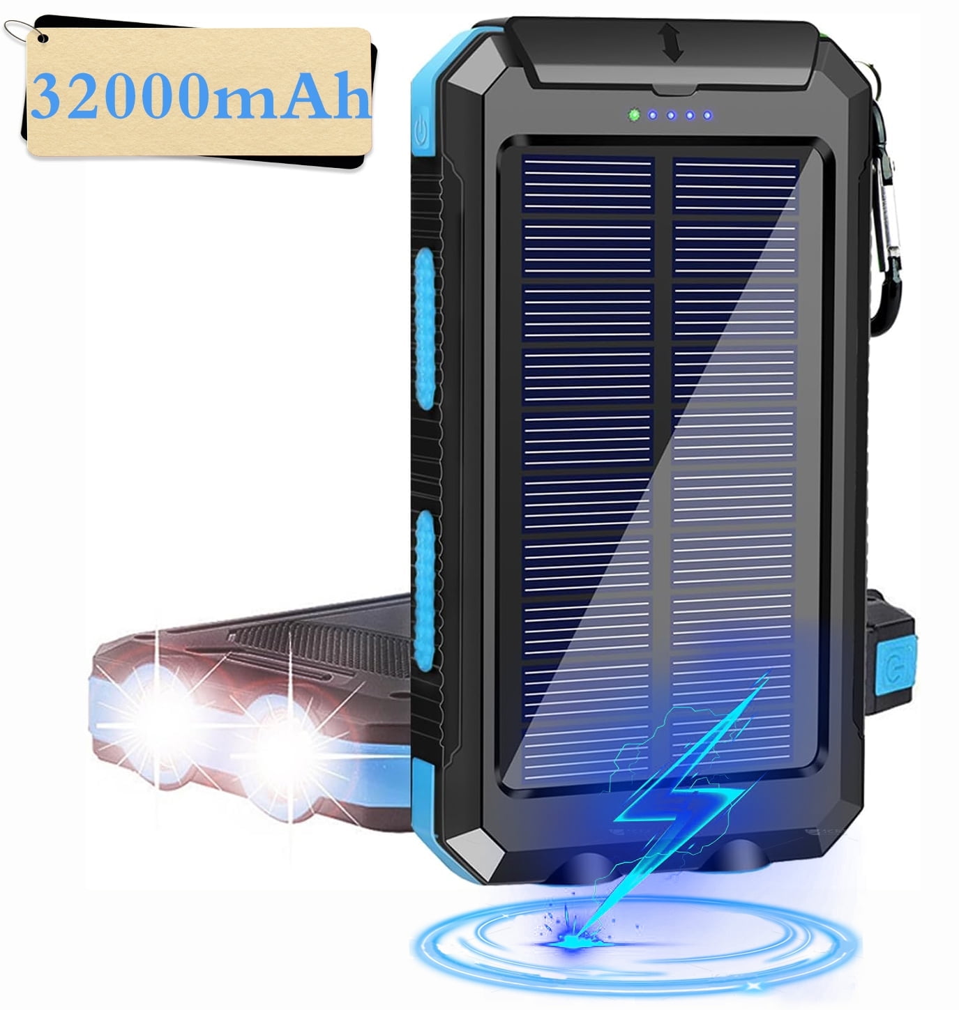 NEENCA 32000mAh Solar Charger Power Bank, Dual USB, LED Light, Compass ...