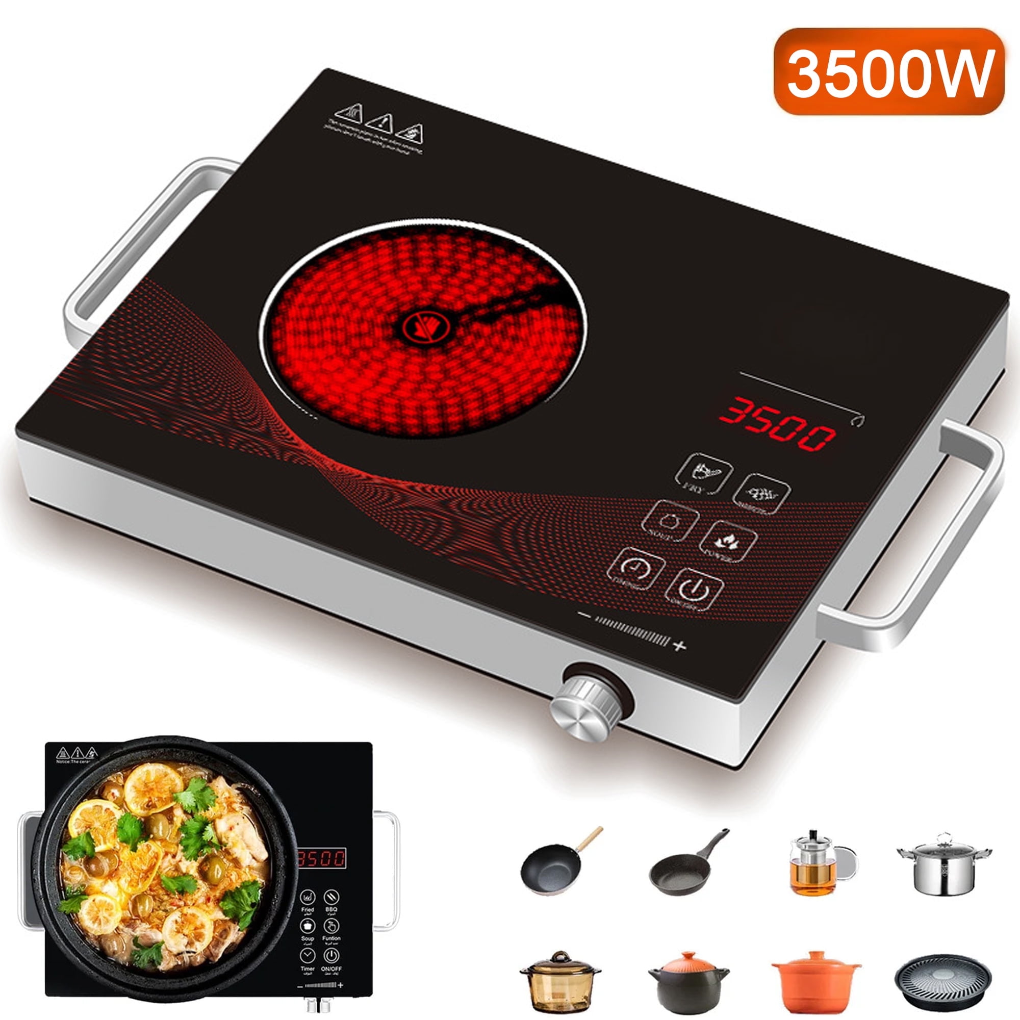 Daretodo 3500W Electric Hot Plate Ceramic Stove Infrared Induction ...