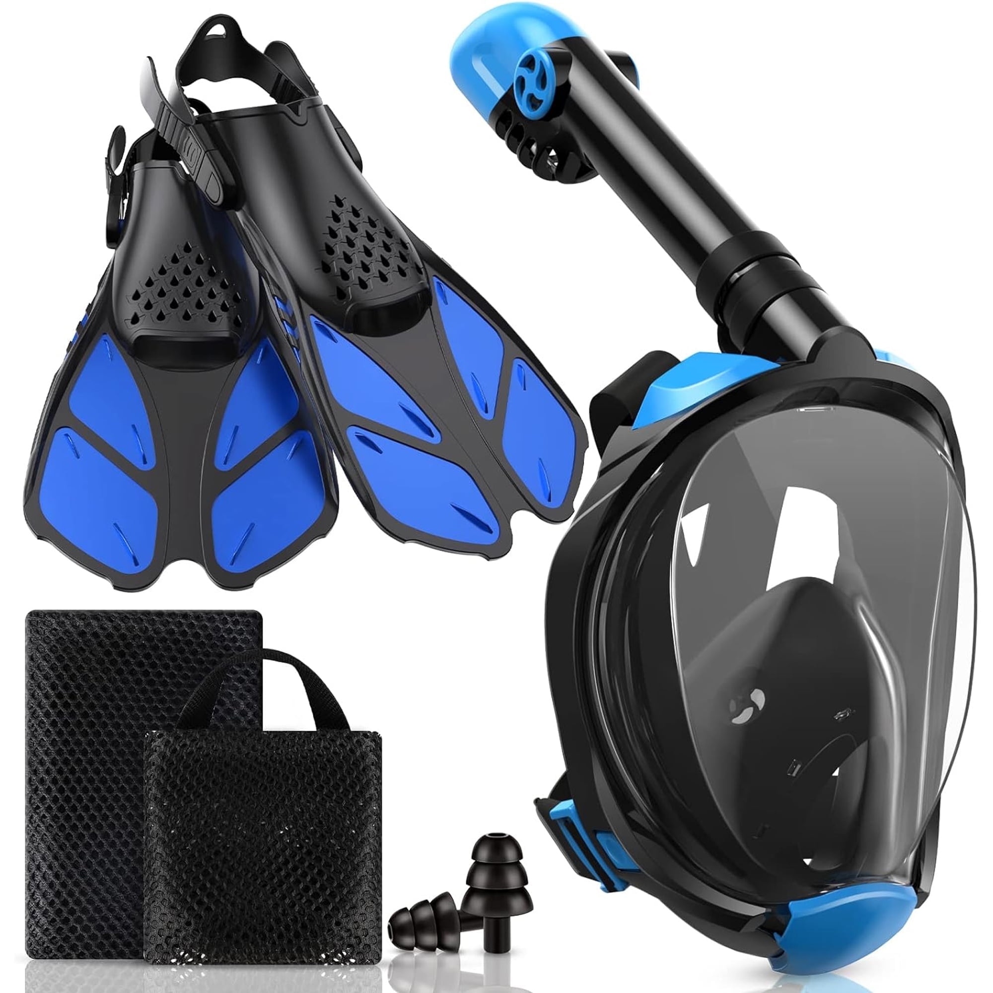 Daretodo Mask Fins Snorkeling Gear for Adults, Full Face Snorkel Mask ...