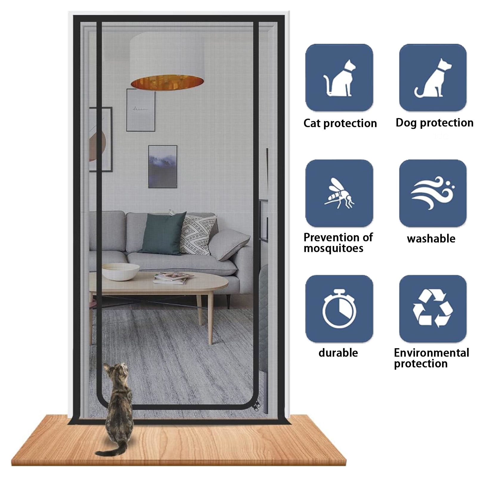 Daretodo Reinforced Cat Screen Door, Heavy Duty Pet Mesh Door with ...