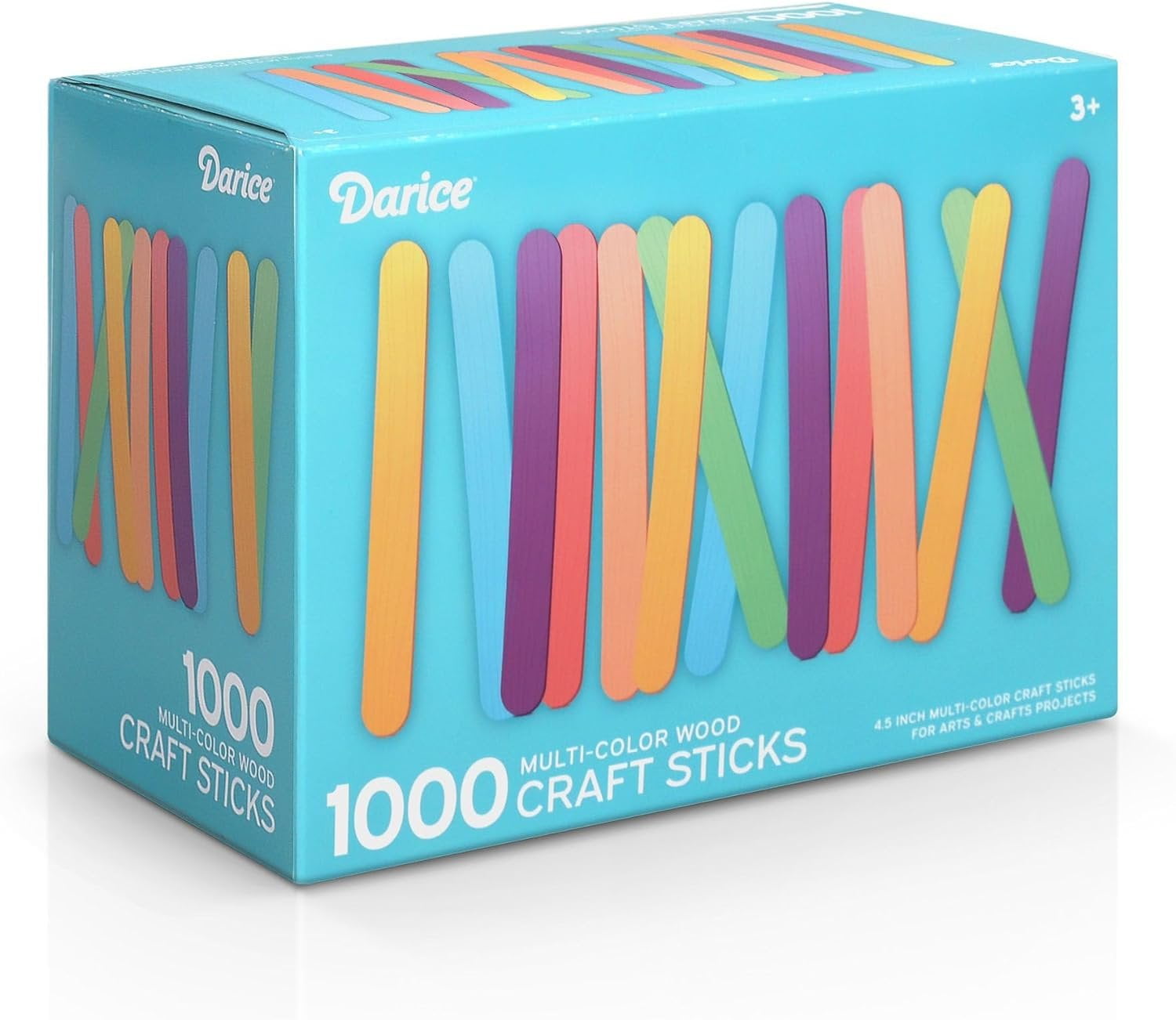 Darice 1000 Pcs Colored Popsicle Sticks for Crafts, 4.5" Colorful ...