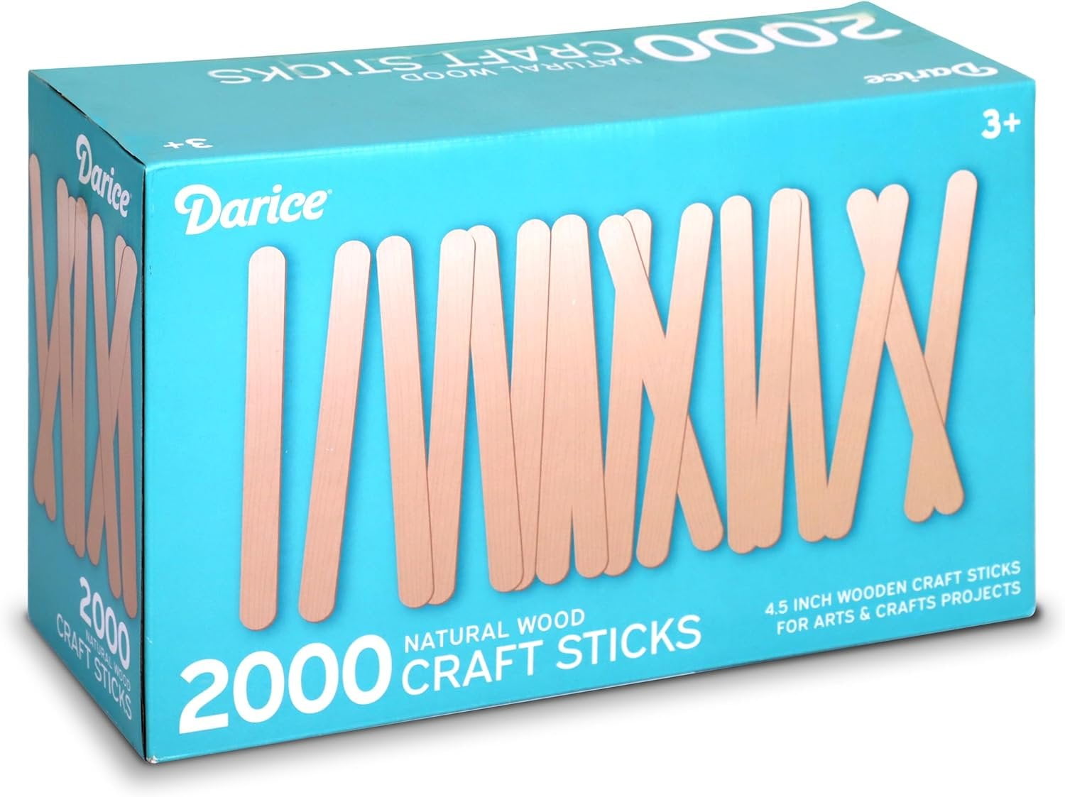 Darice 2000 Pcs Popsicle Stick, 4.5" Natural Wood Craft Sticks Supplies ...