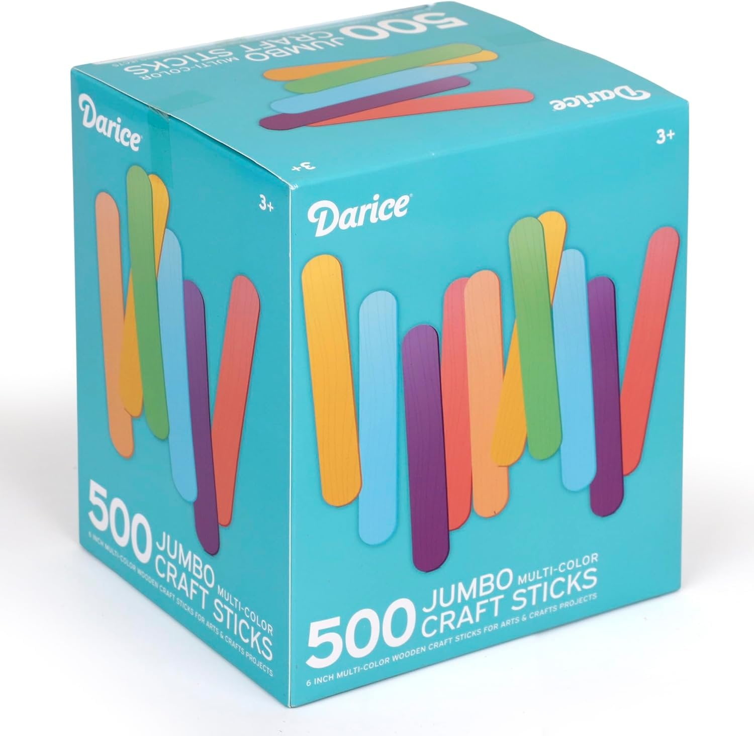 Darice 500 Pcs Popsicle Sticks for Crafts, 6" Colorful Wooden Rainbow ...